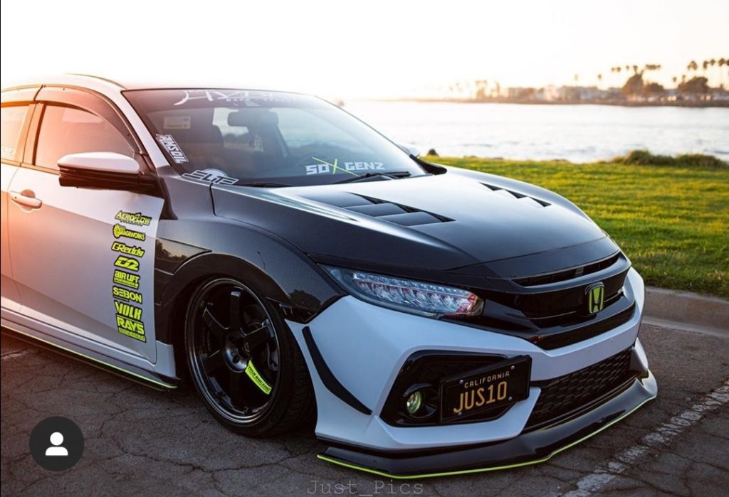 Carbon fiber vented style V2 front fenders for 10th gen Civic Sedan ...